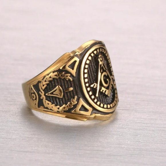 Masonic Ring | Accessories | Golden Blac Kag Freemasonry Masonic Ring G ...